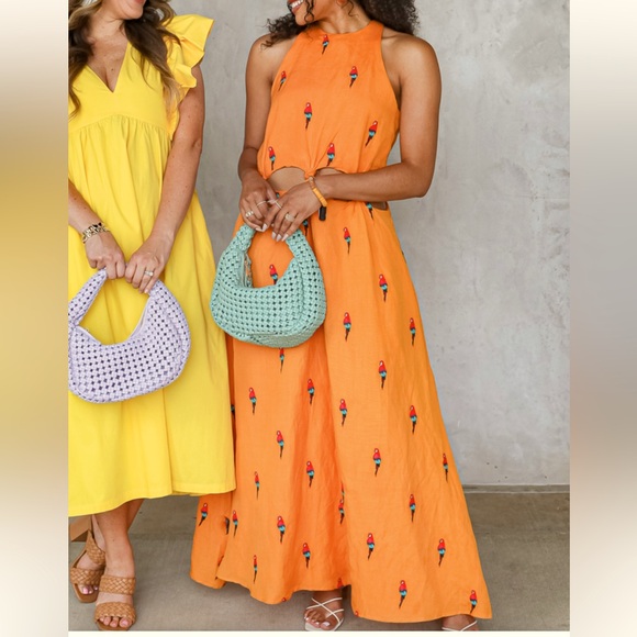 FARM Rio | Dresses | New Farm Rio Parrot Cutout Sm 46 Orange ...